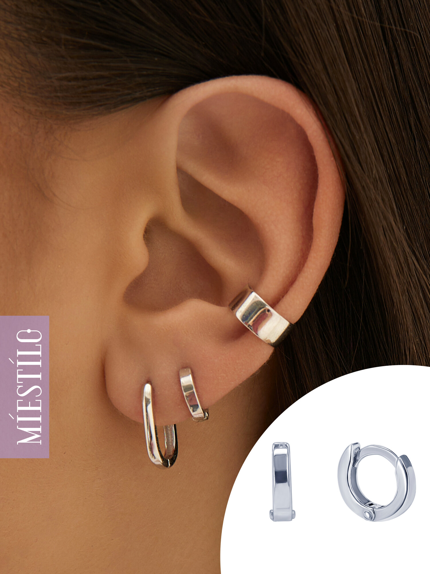 Серьги конго, серебро, 925 проба, родирование