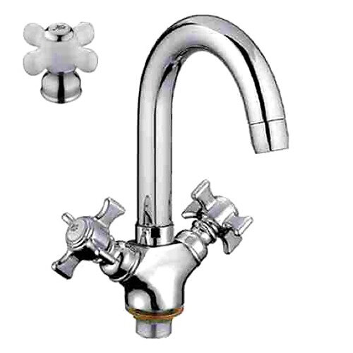 Смеситель для раковины/кухни D-lin с поворотным изливом, керамическая ручка D156806-D, хром