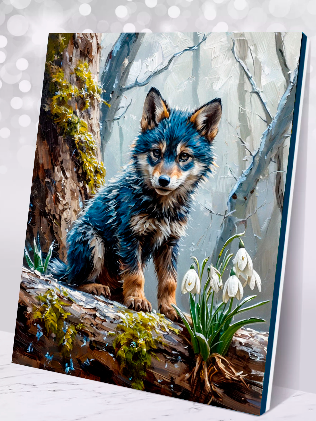 Картина по номерам "Волчонок и подснежник", хлопковый холст на подрамнике 40х50 см, акрил, Hobby Home