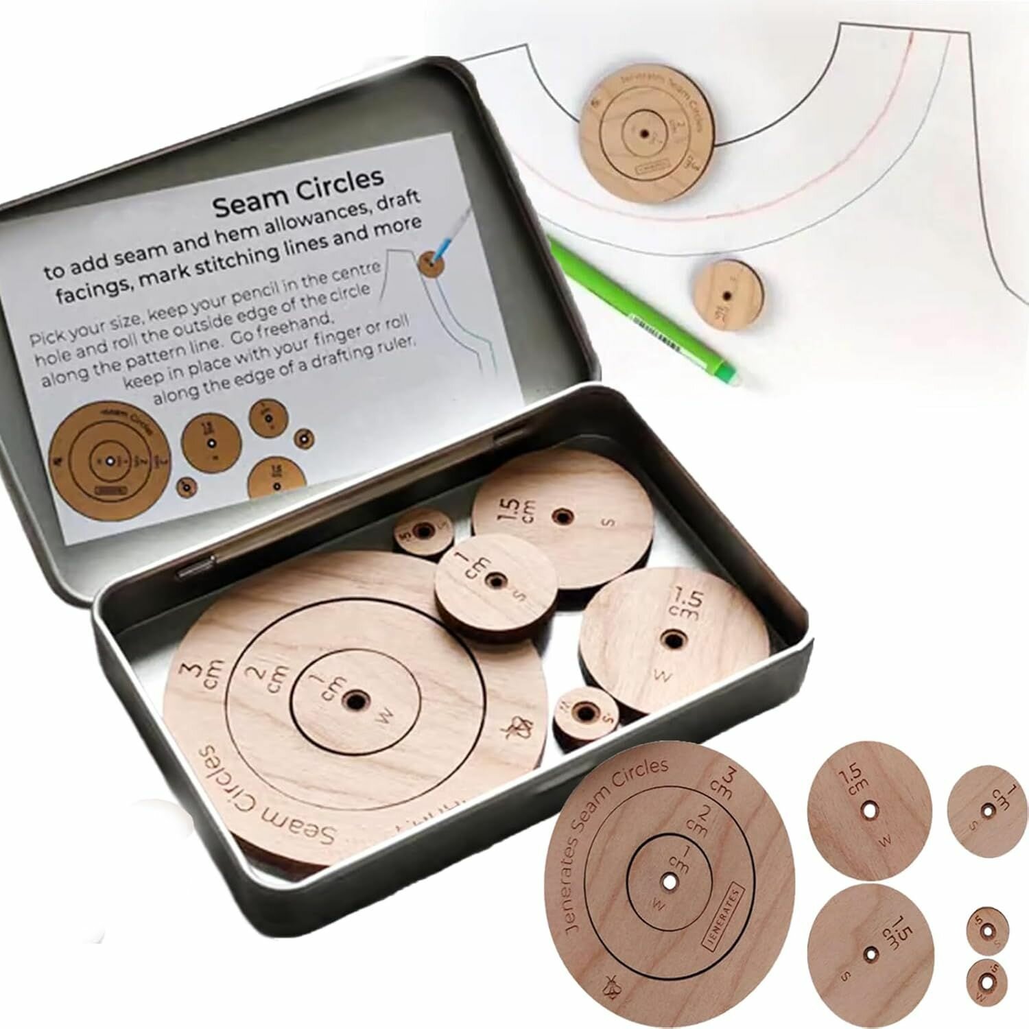 Режущие инструменты Набор кругов для деревянного шва, инструменты для шитья своими руками, шаблон круга, линейка для квилтинга и шаблон