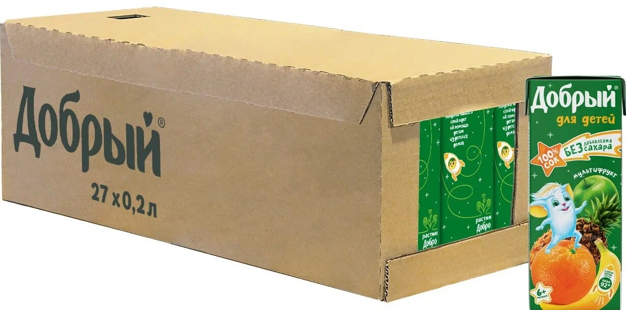 Добрый 0,2л. Мультифрут (нектар)/27шт. Добрый Сок Производство - Россия