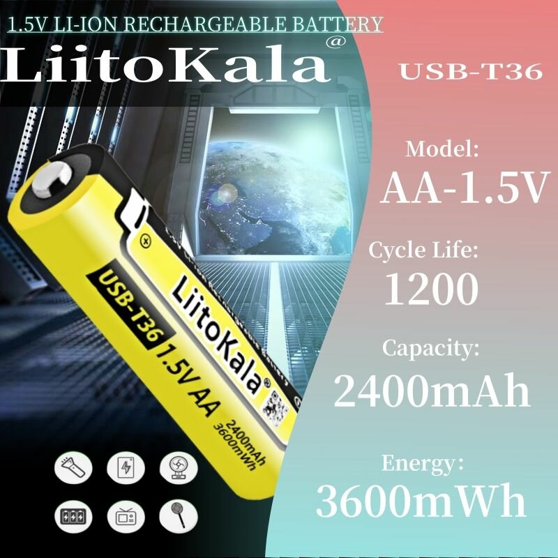 Никель-металлогидридно-ионный аккумулятор LiitoKala USB-T36 1,5B
