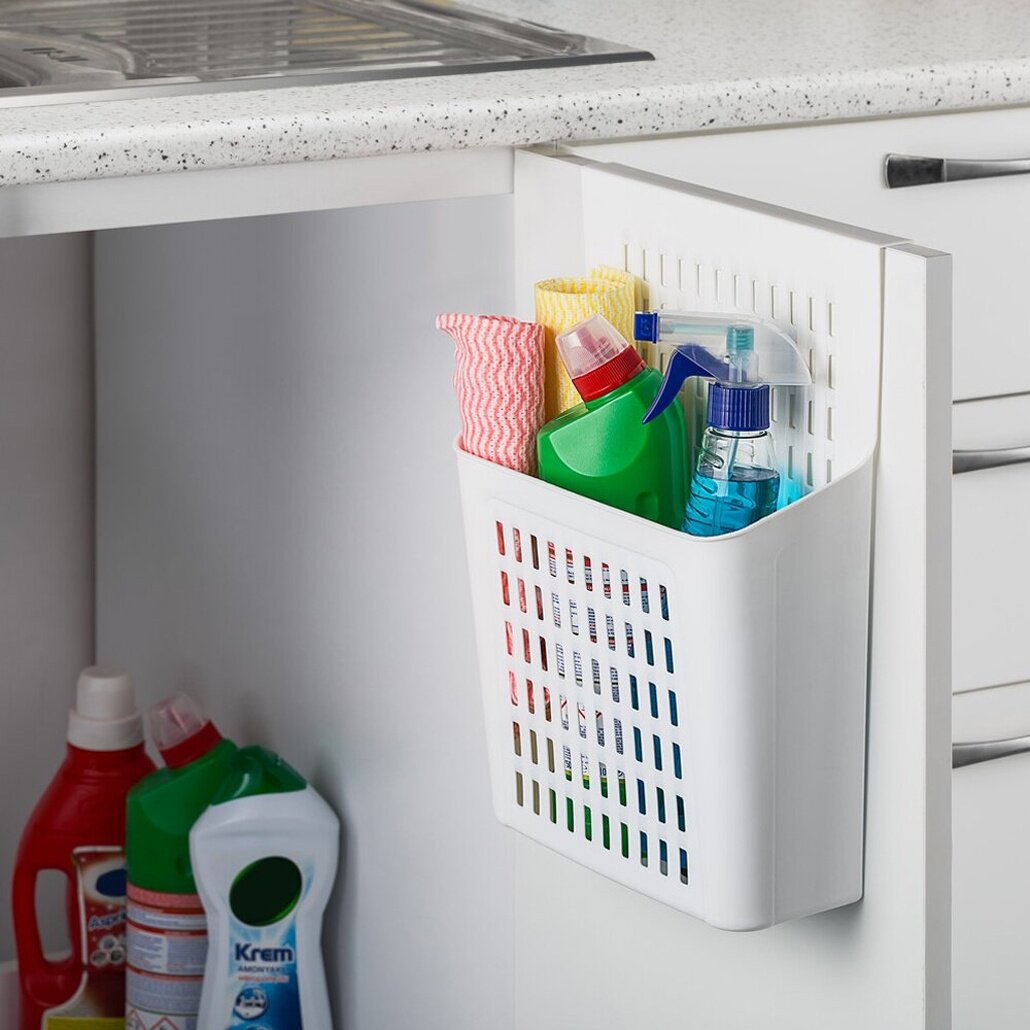 Органайзер навесной пластиковый 24х35см, белый, для дверцы шкафа