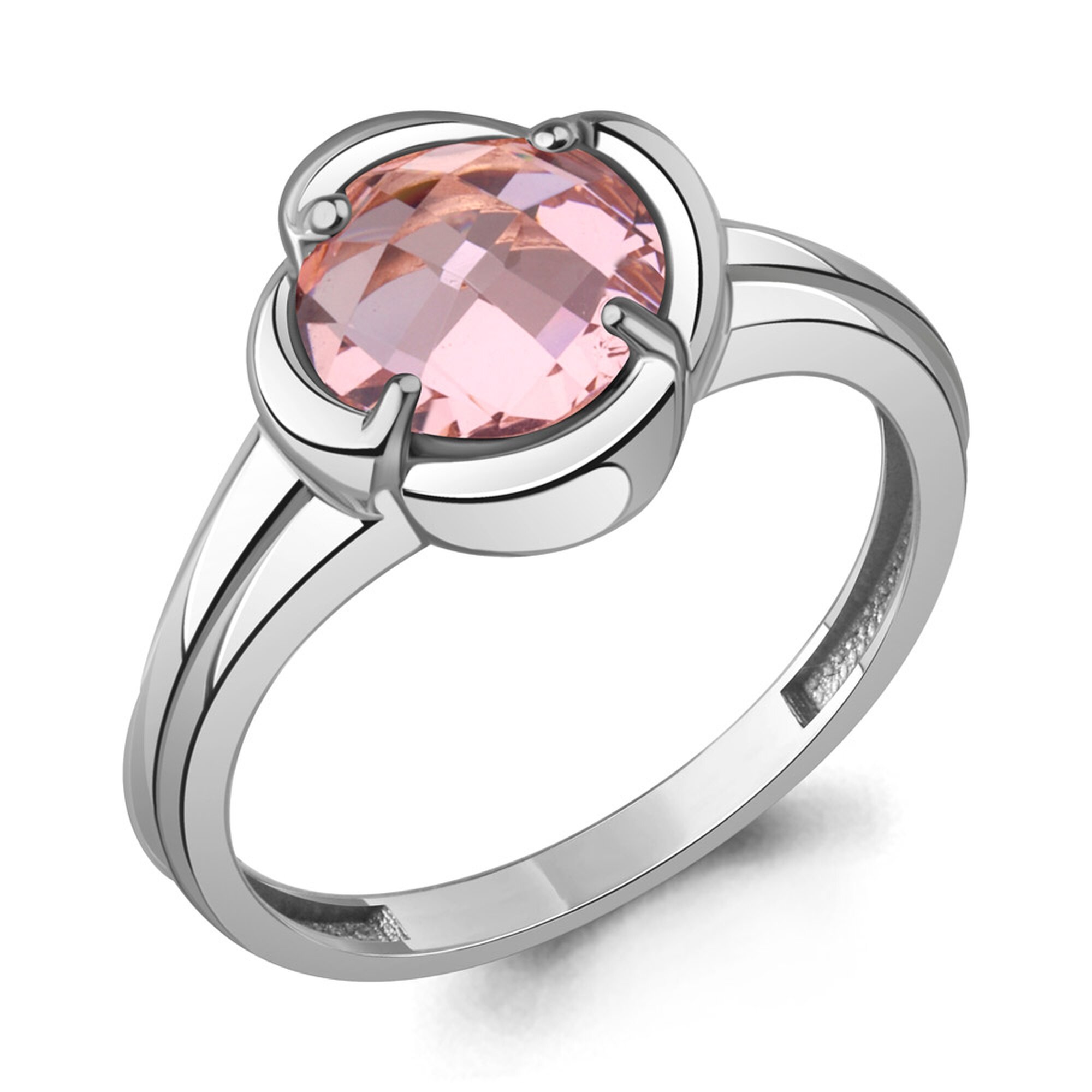 Кольцо, серебро, 925 проба, родирование, морганит