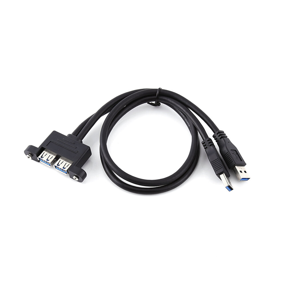 Комбо -двойной USB 3.0 мужского и женского удлинительного кабеля с отверстиями для крепления панели винтовой панели