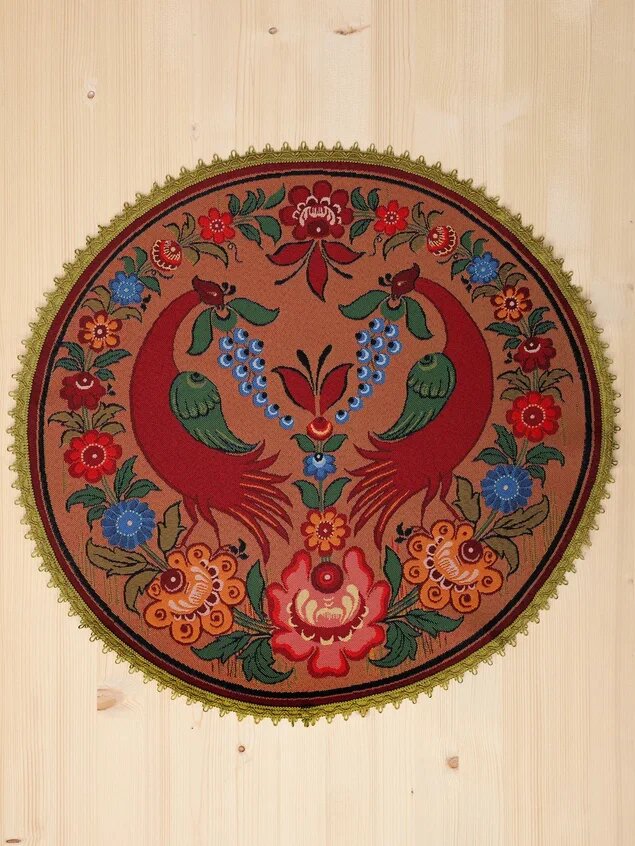 Салфетка гобеленовая "Городец" Ø 62 см 100% полиэфир, тесьма