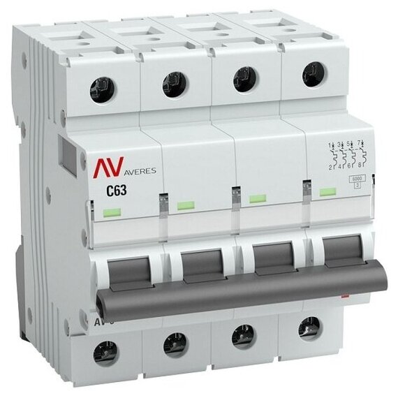 Автоматический выключатель Ekf 4п C 25А 6кА AV-6 AVERES, mcb6-4-25C-av