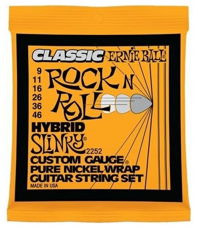 Струны для электрогитары ERNIE BALL 2252 Classic Rock n Roll Pure Nickel Slinky Hybrid 9-46