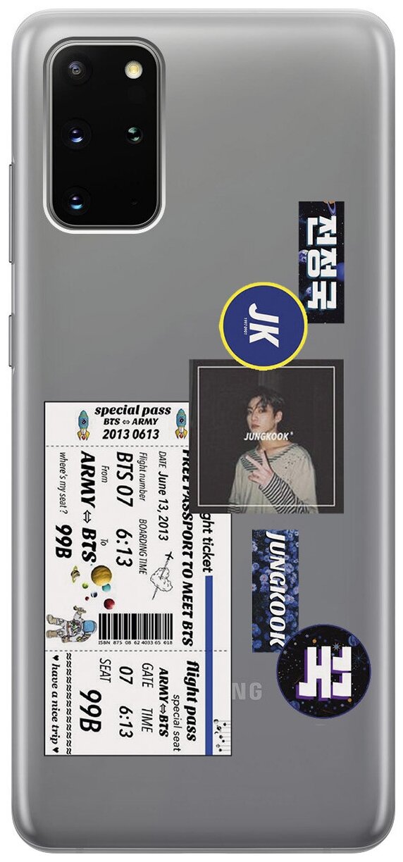 Силиконовый чехол с принтом BTS Stickers для Samsung Galaxy S20+ / Самсунг С20 Плюс
