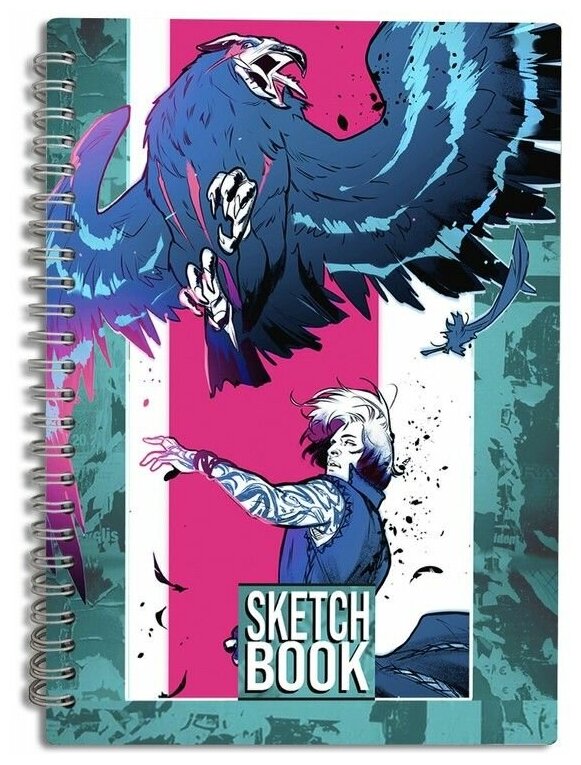 Скетчбук A5 50 листов с деревянной обложкой игра Devil may cry 5 - 460