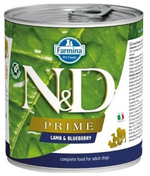 Корм влажный для собак Farmina N&D Prime для собак, ягненок и черника, 285 г
