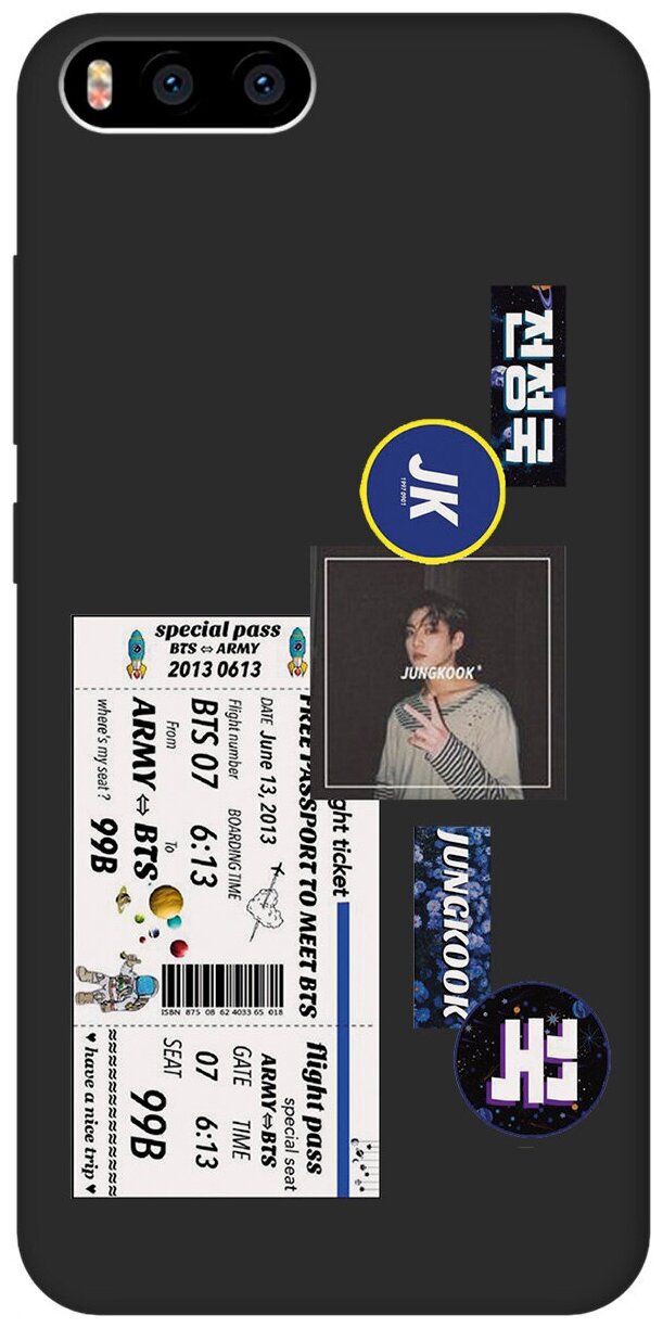 Матовый чехол BTS Stickers для Xiaomi Mi 6 / Сяоми Ми 6 с 3D эффектом черный
