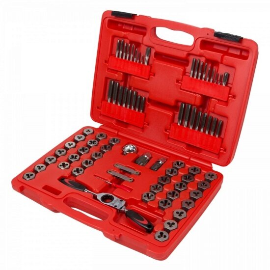 Набор метчиков и плашек Мастак 351-00075C, SK-5 M3-M12, 1/8"-1/2", кейс, 75 предметов