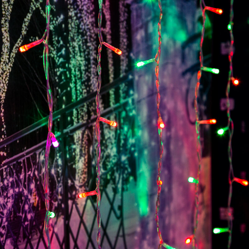 Лампы светодиодные Neon-Night Гирлянда светодиодная Занавес 2х2м 200 LED RGB прозрачный ПВХ IP65 свечение с динамикой 230В блок в комплекте NEON-NIGHT