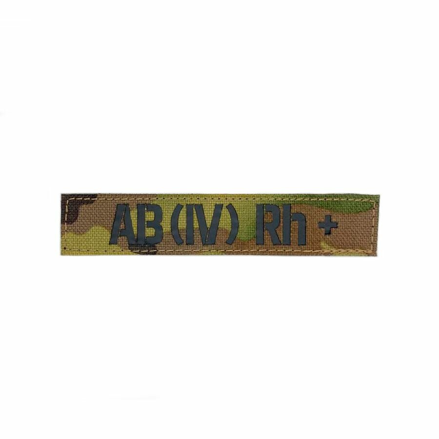 Нашивка , патч (шеврон) 12,5*2,5см Группа крови 4+ MC/Черный матовый, П288