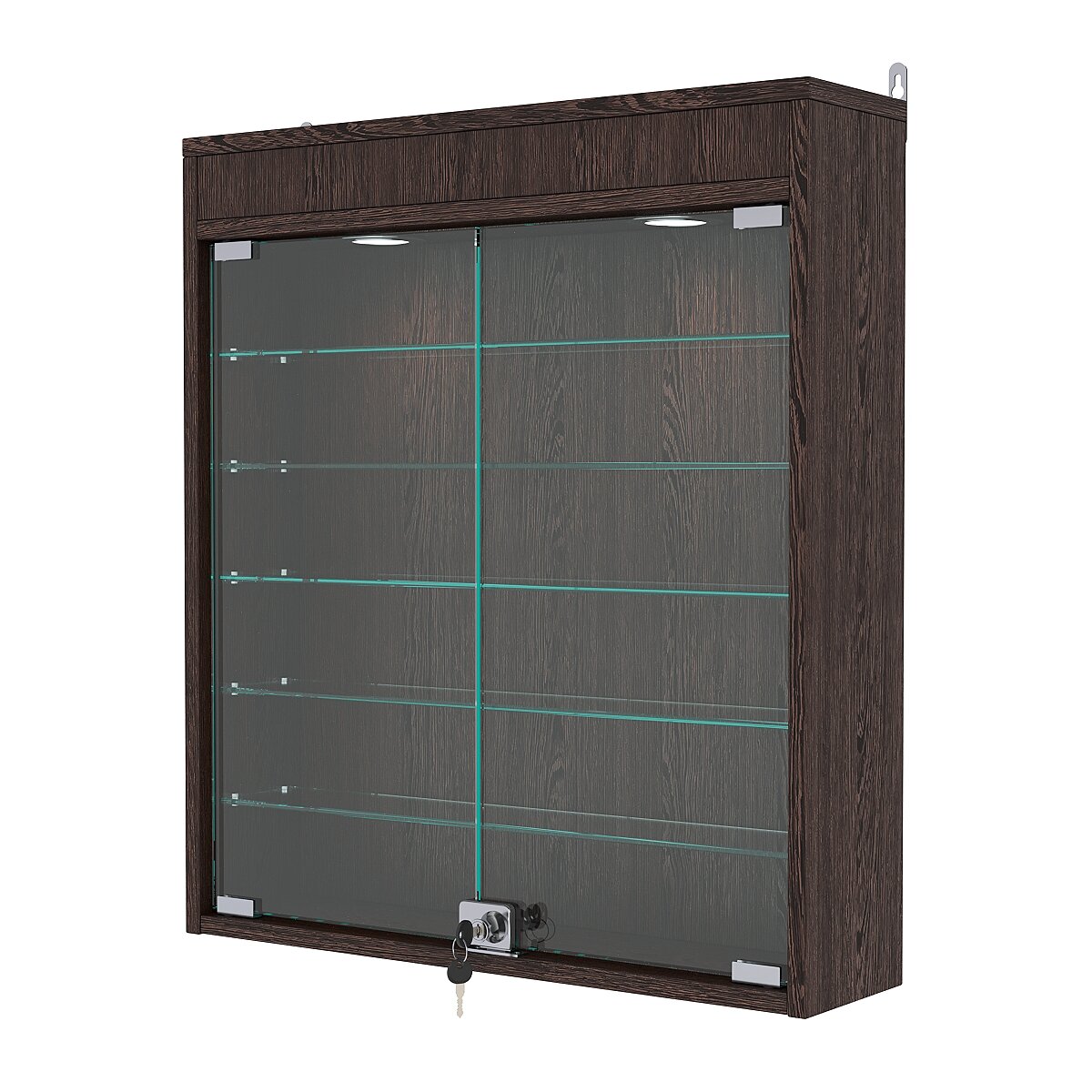 Витрина настенная №1-7А с подсветкой, Дуб Венге. Производитель товара - компания Westcom.