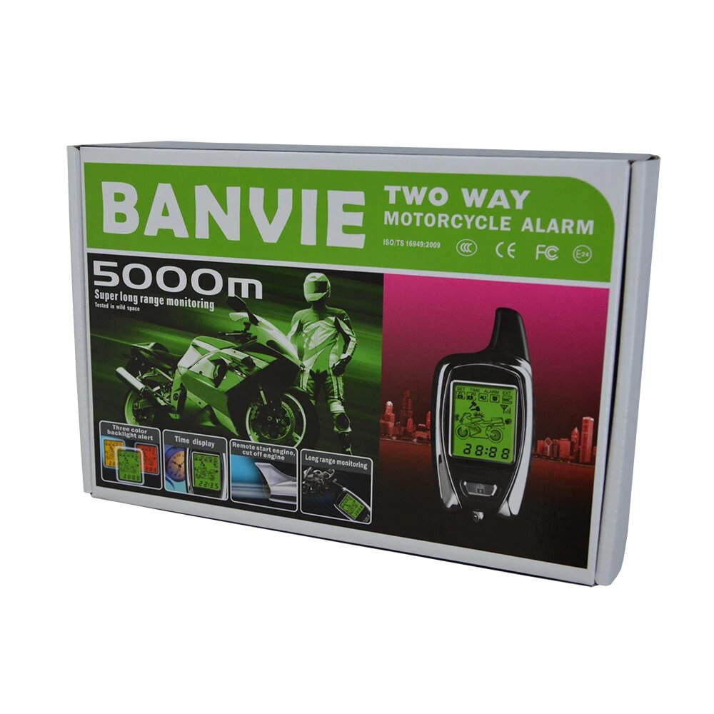 100% OEM от шпиона 5000 м 2-сторонняя Противоугонная система сигнализации для мотоцикла с двумя ЖК-передатчиками удаленный запуск двигателя