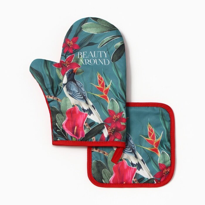 Подарочный набор "Beauty" варежка-прих.20х27см, прихватка 17х17см 100% п/э