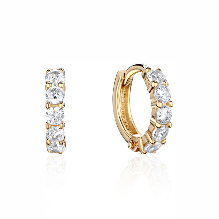 Пирсинг, желтое золото, 585 проба, фианит