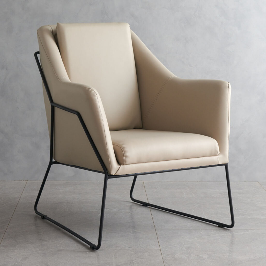 Кожаное кресло на металлических ножках Silla (хаки)