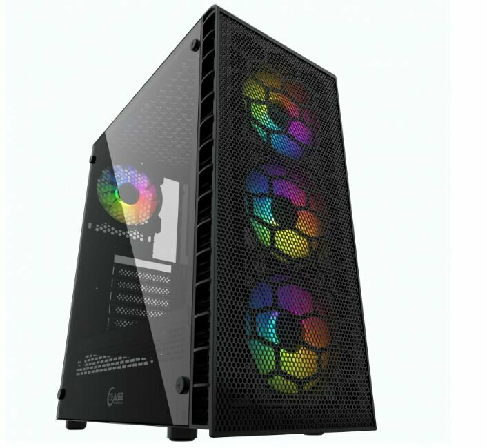 Компьютерный корпус Powercase Mistral Z4С Mesh LED (CMIZ4C-L4) черный - Midi Tower, ATX, Micro-ATX, USB 3.2 Gen 1 Type-A, USB 2.0 Type-A