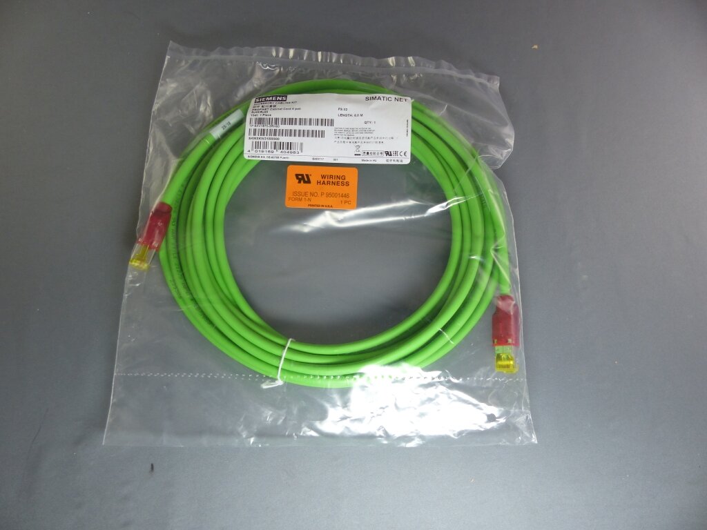 SIMATIC NET INDUSTRIAL ETHERNET TP корд RJ45/RJ45, категории 6, TP кабель 4X2, предсобранный С 2-МЯ RJ45 разъёмами, L =0.5 M 6XV1870-3QE50
