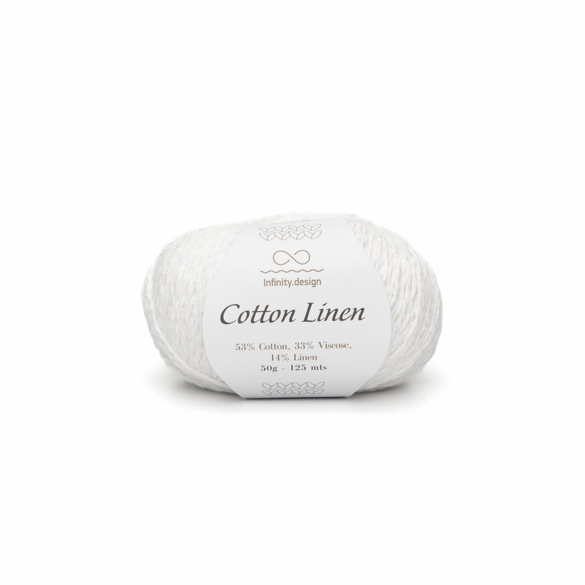 Пряжа INFINITY Cotton Linen 1002 (2 мотка), 53% хлопок, 33% вискоза, 14% лен, 50г, 125м