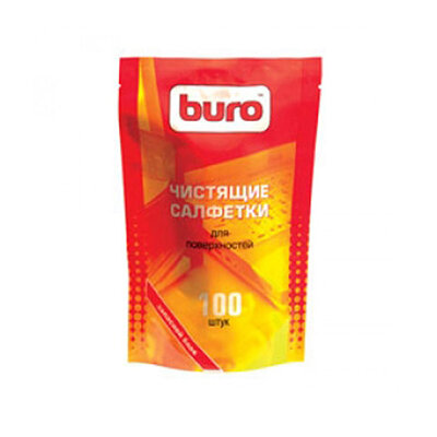 Салфетки чистящие Buro для экранов и оптики (100 шт, запасной блок)