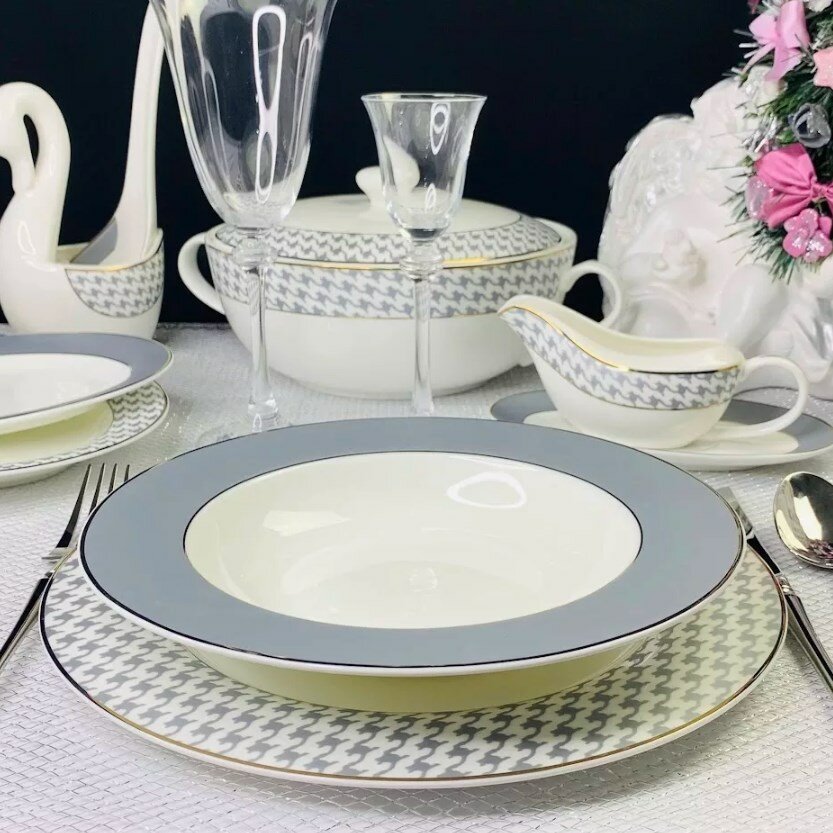 Набор из 6 глубоких тарелок 23см EARL GREY Костяной фарфор 145-404 118-145-404