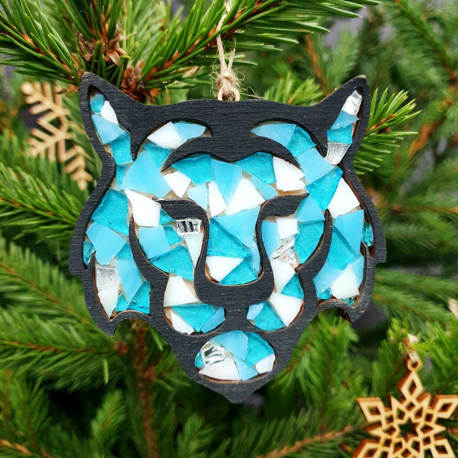 Набор Мозаики стеклянной алтай витраж Тигр бело-голубой