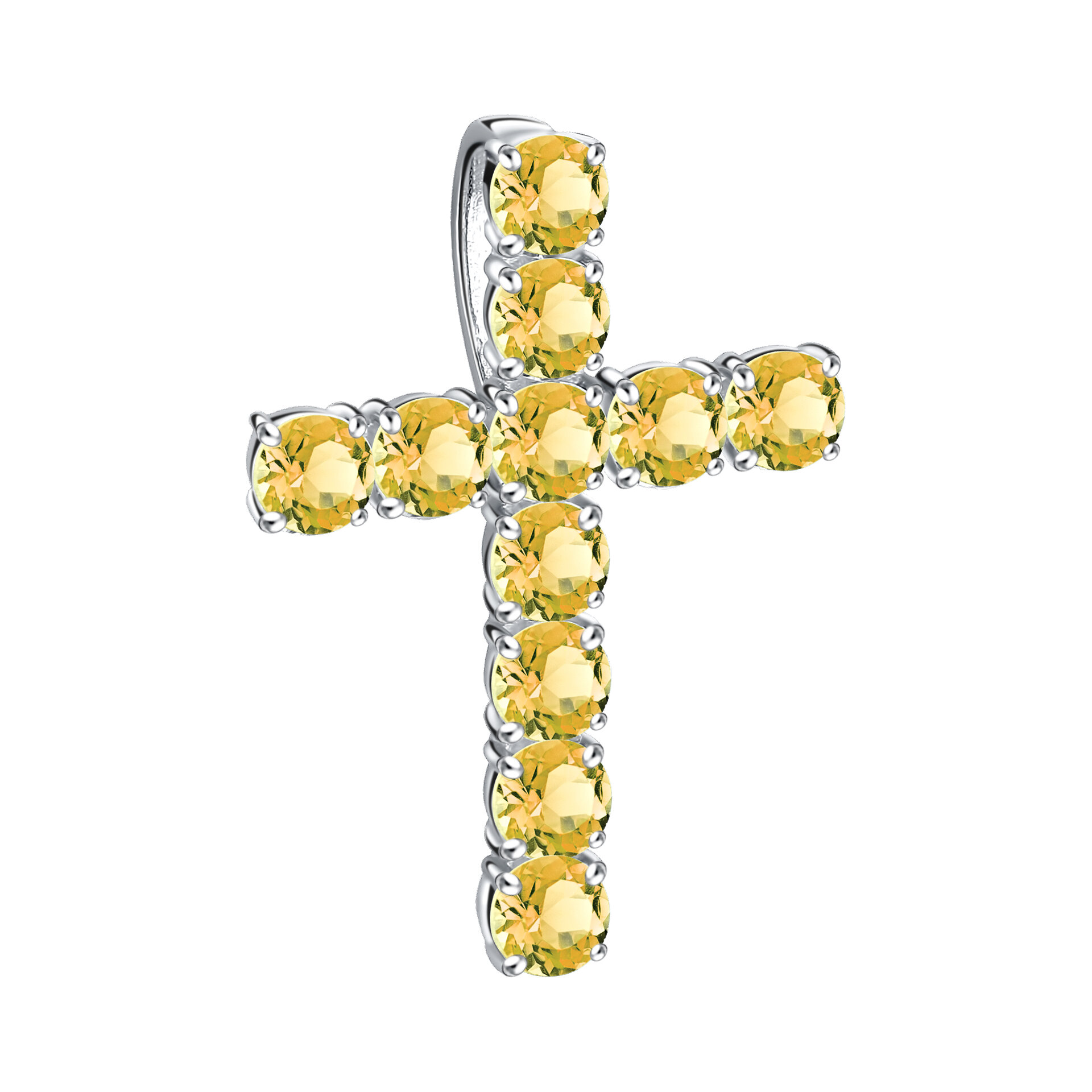 Крестик, серебро, 925 проба, родирование, фианит