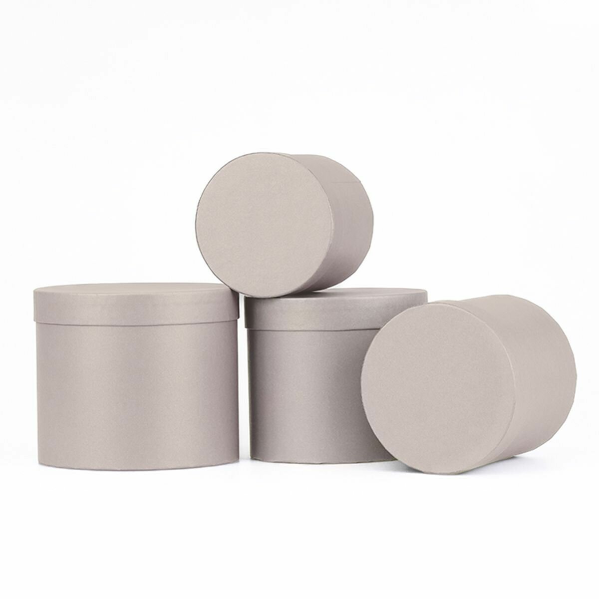 Коробка подарочная набор 4 в 1, 14 х 14 - 20 х 17 см. "Шелк", перламутровый белый