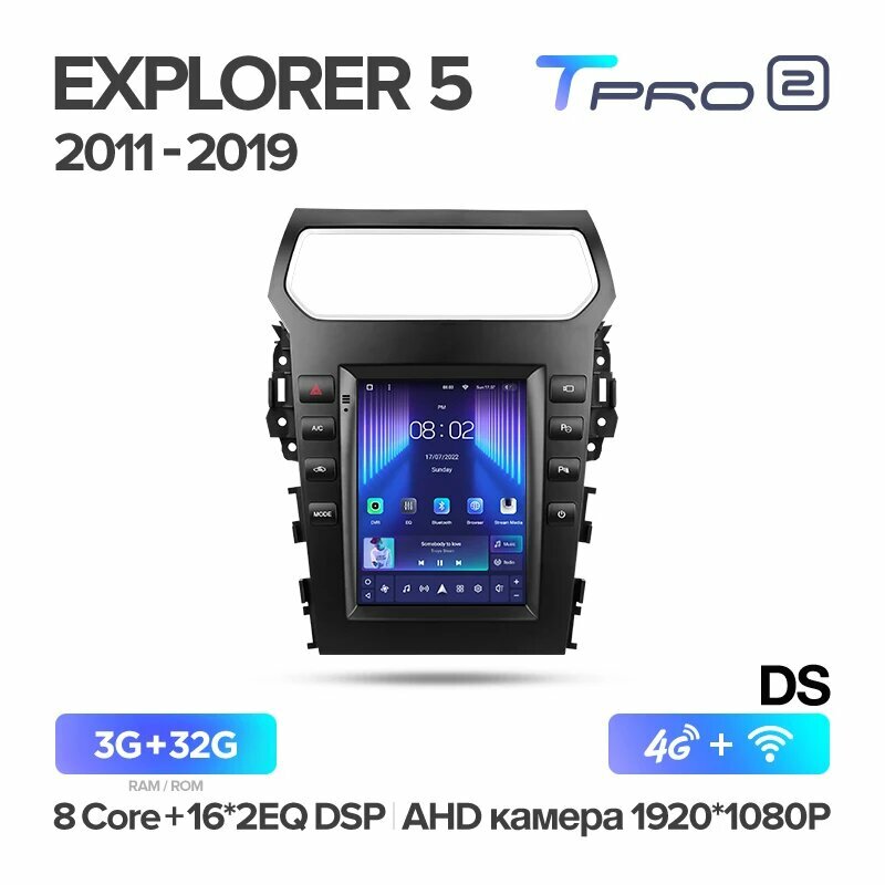 TEYES Тиайс TPRO 2 Штатная магнитола For Форд Эксплорер U502 For Ford Explorer 5 2011 - 2019 For Tesla style screen For Тесла Стиль Экран DSP 2DIN автомагнитола 2 DIN GPS мультимедиа автомобиля головное устройство