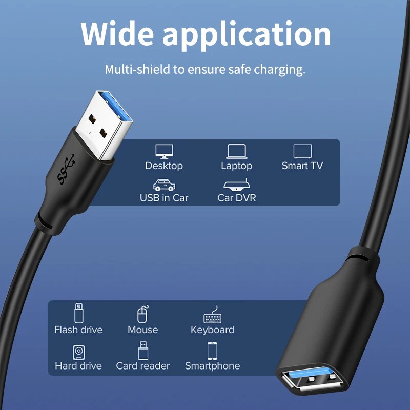 USB 2.0 кабель, 2 м, черный — фото 1