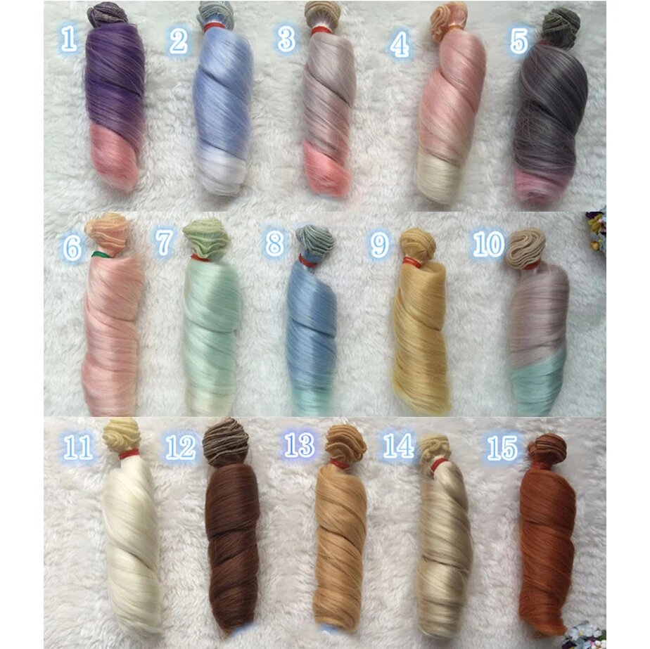 Мини-трессы для кукол BJD, высокотемпературный материал, прямые, 15 см 13