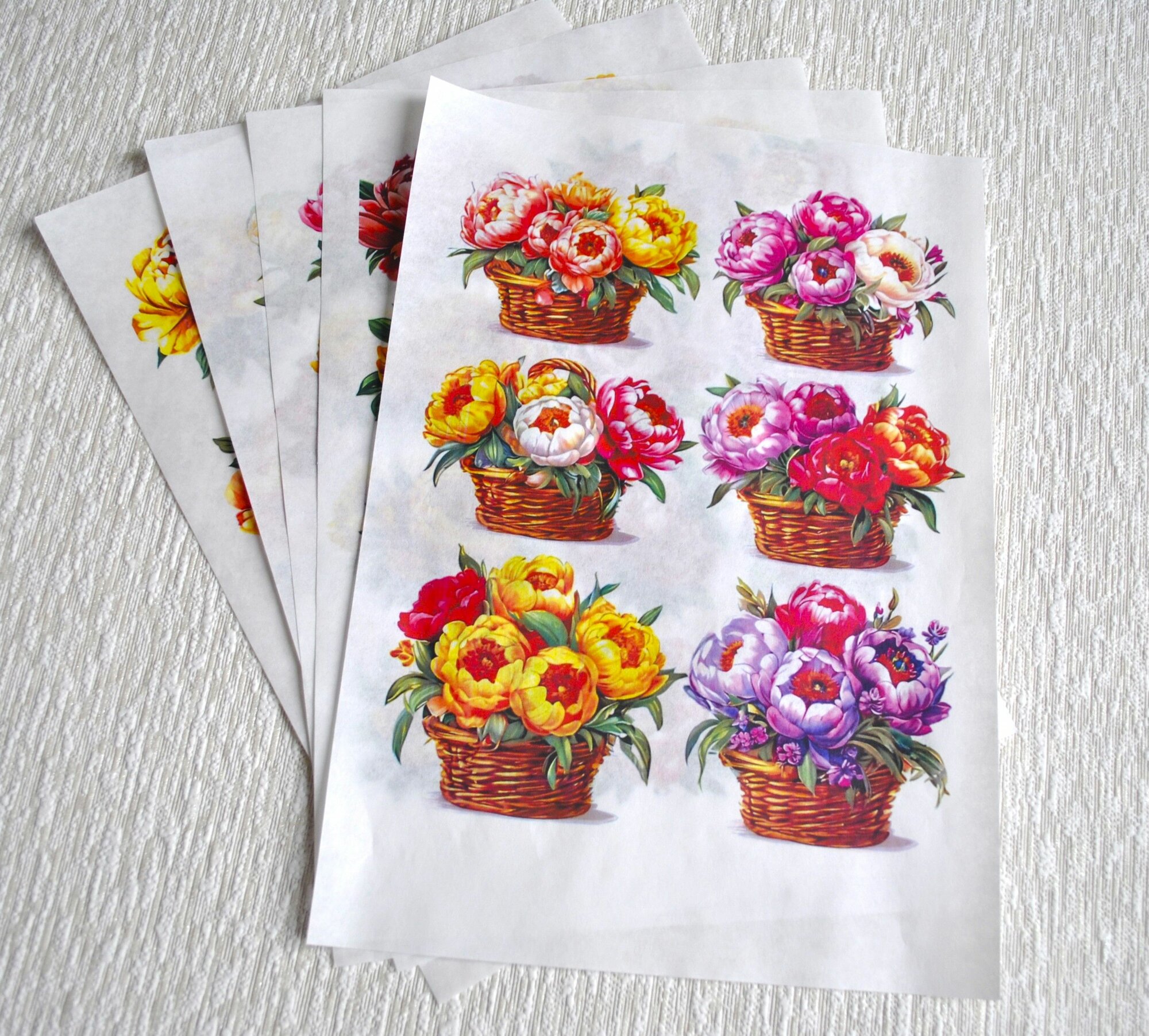 Набор бумаги для декупажа 5 листов А4, 40 гр/2м.