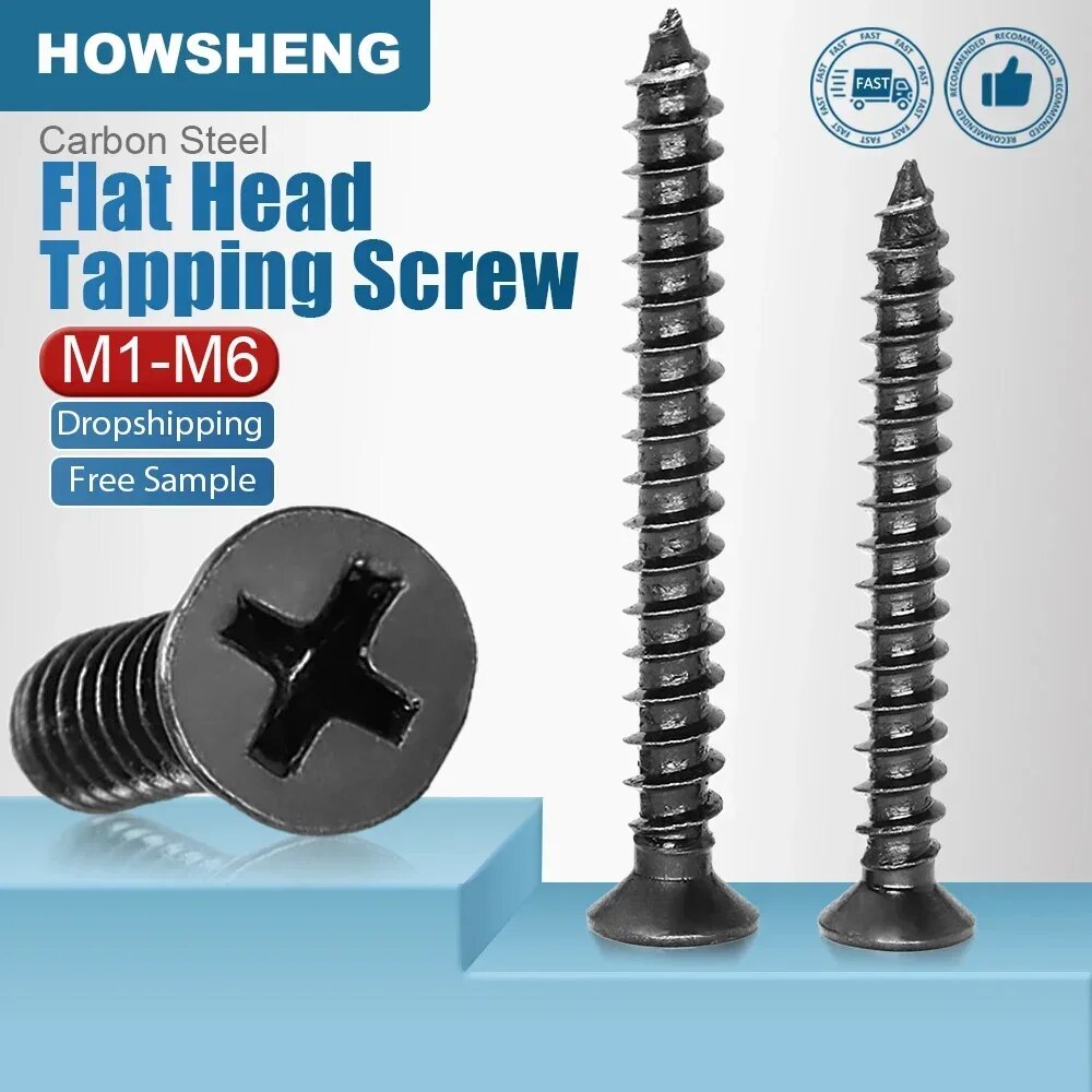 HOWSHENG Саморезы черные из углеродистой стали M1-M6 M5 20pcs, 35 мм