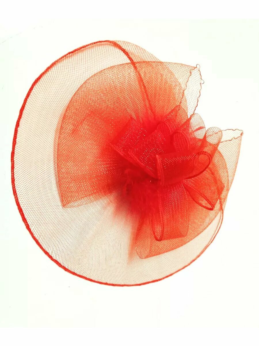 Шляпка СмеХторг, с вуалеткой, ободком и заколкой, женская, красная, 20х15 см