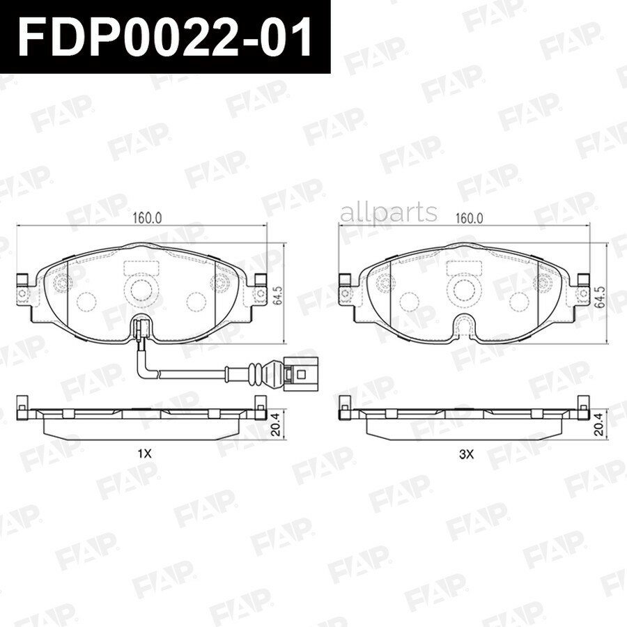 FAP FDP002201 FDP0022-01 колодки дисковые перед! с антискр. пл.\ Audi A3, VW Golf VII 1.2TSI-1.8TFSI/2.0TDI 12>