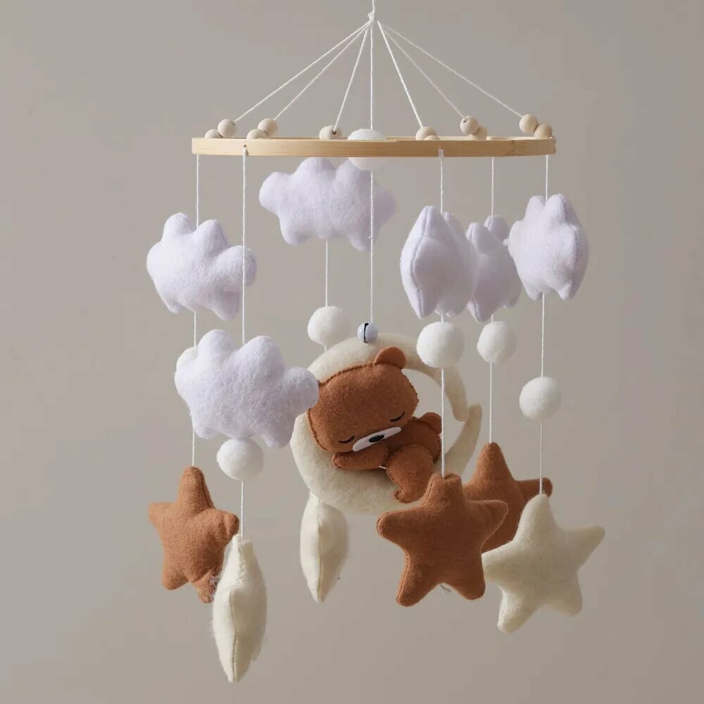 Мобиль в кроватку "Мишка на луне с подсветкой, без музыки и кронштейна"