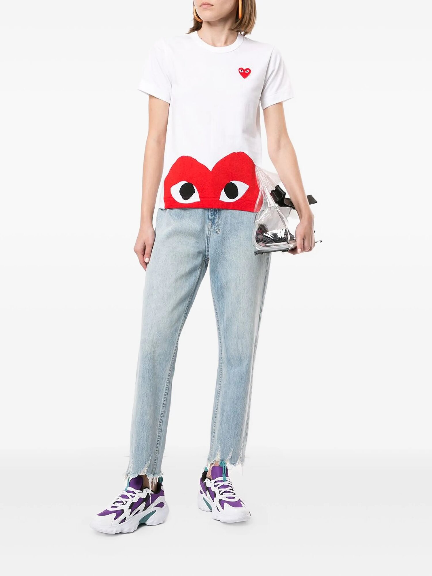 Футболка Comme des Garcons PLAY, размер 46, бежевый/белый — фото 1