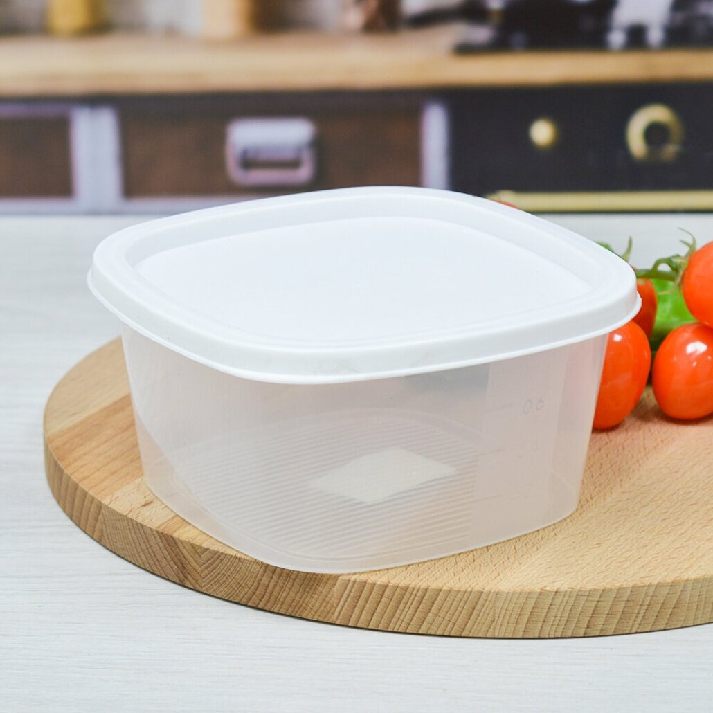 Контейнер для хранения Bio Fresh 0,9л с крышкой, квадратный, полипропилен, разметка