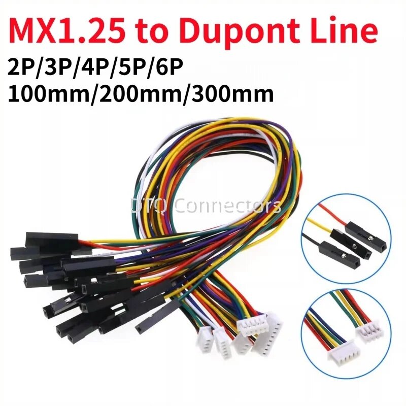 Электронный провод MX1.25 к разъему Dupont 2.54 мм 2P/3P/4P/5P/6 Pin 4п, 100MM