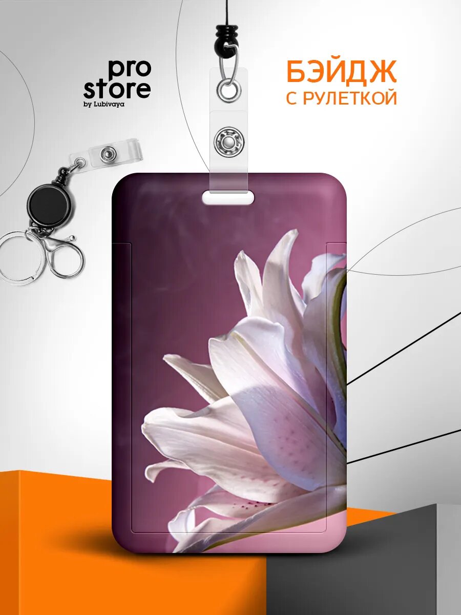 Чехол для пропуска, с рулеткой, с принтом, бейдж для пропуска, бейджик, ретрактор, пластиковый