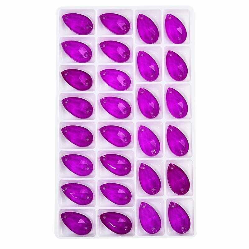 Bobohoo стеклянные стразы капли Фиолетовый, 11x18mm--28PCS, Dark Amethyst Neon