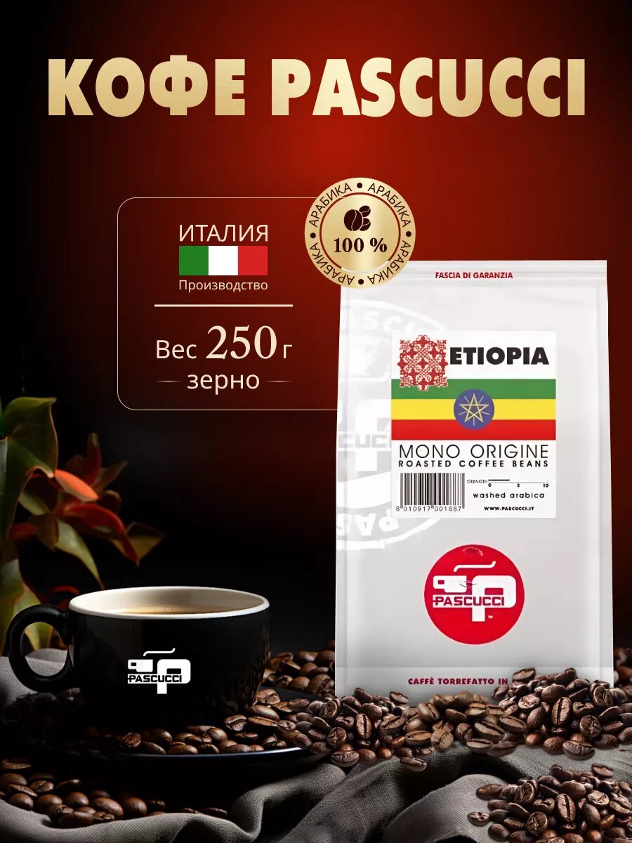 Кофе в зёрнах Pascucci Моно Эфиопия 250 г