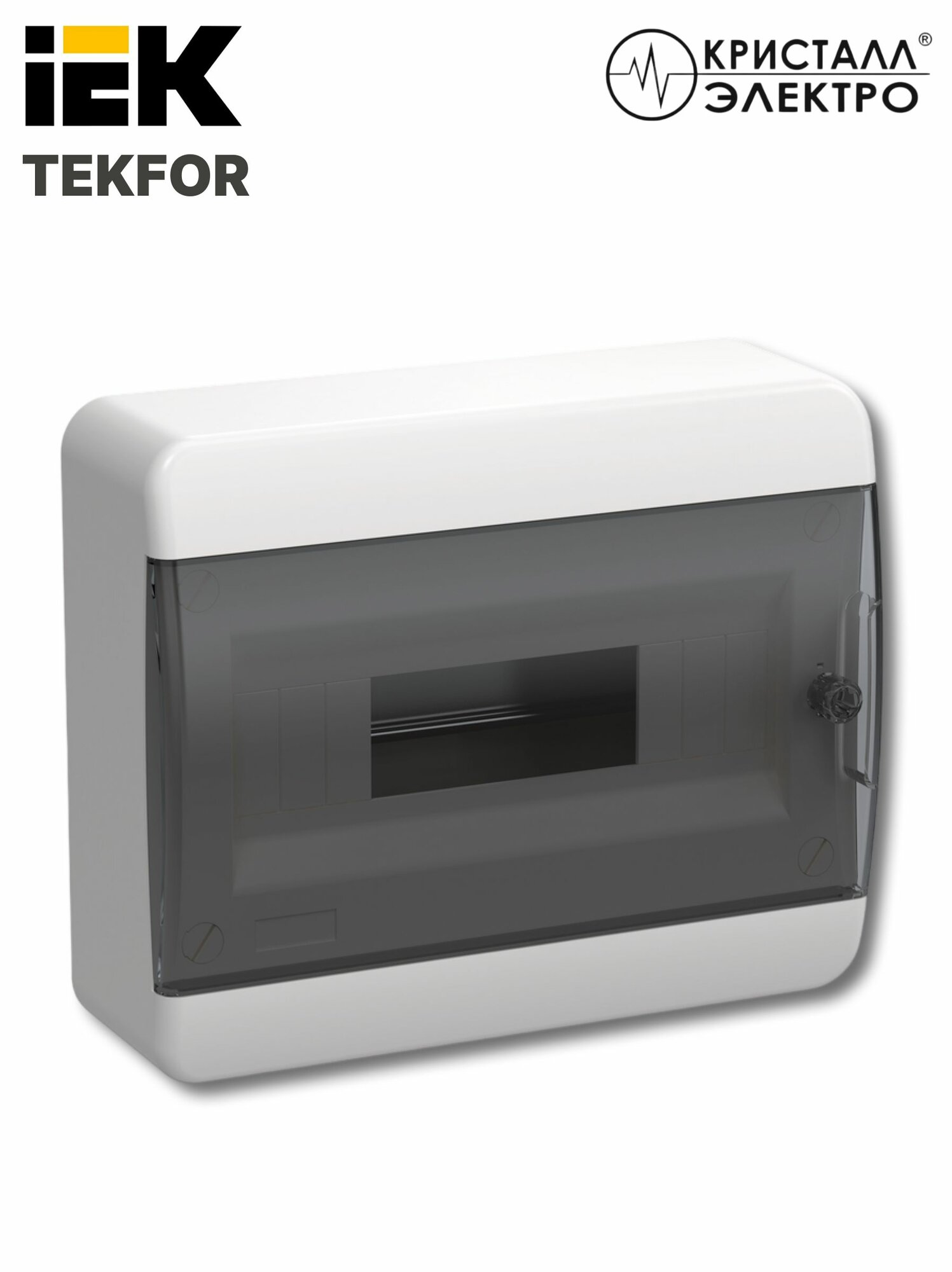 Щиток электрический для автоматов 12 модулей навесной белый черная прозрачная дверь IP41 IEK TEKFOR
