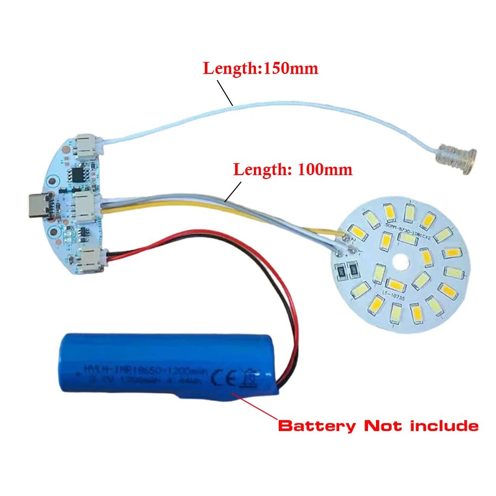 Диммер для светодиодной панели 10 Вт, 50 мм, с сенсорным переключателем и портом Type-C