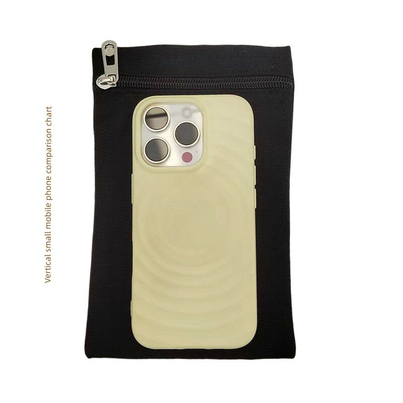 Вертикальная вшитая карманная вставка для одежды с молнией - Черный цвет, маленький размер для поездок