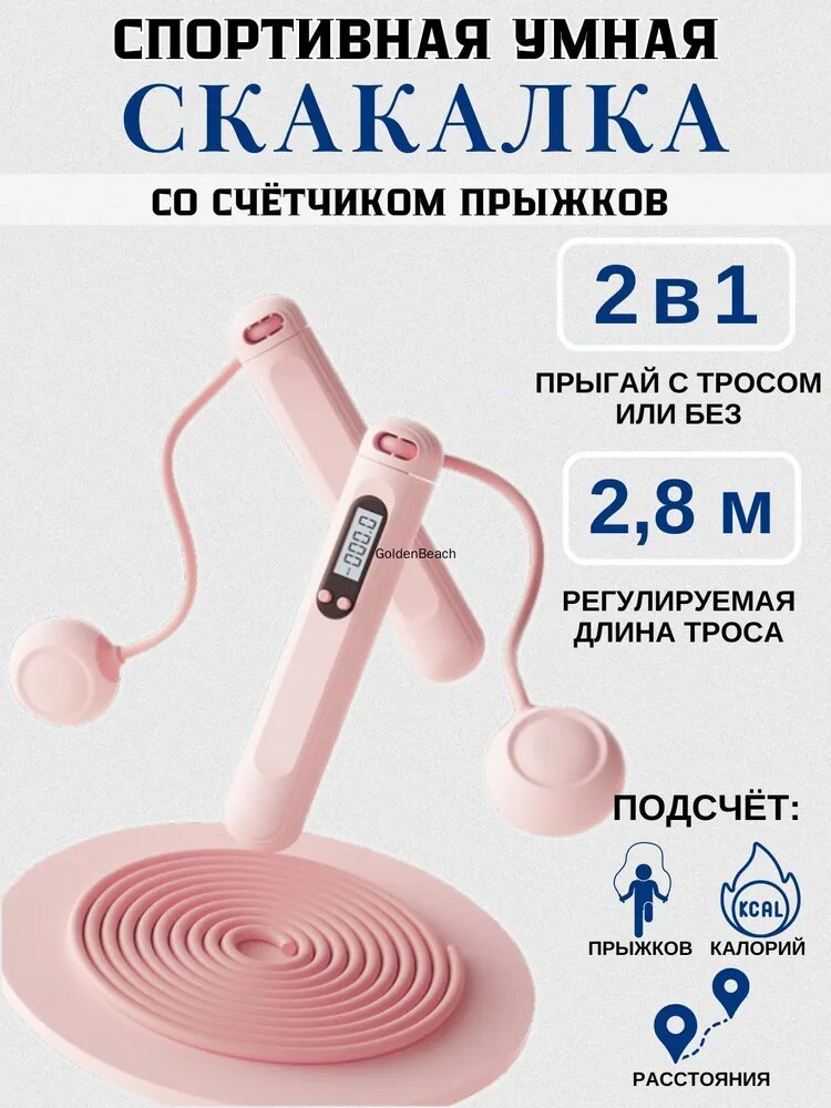 Скакалка для похудения, для спорта, для бокса, скакалка детская, взрослая, умная, спортивная скоростная со счетчиком прыжков и утяжелителями